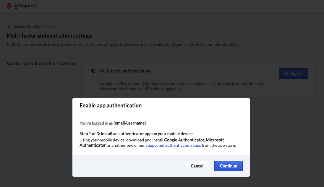 Authentification multifacteur – Lightspeed eCom (C-Series)
