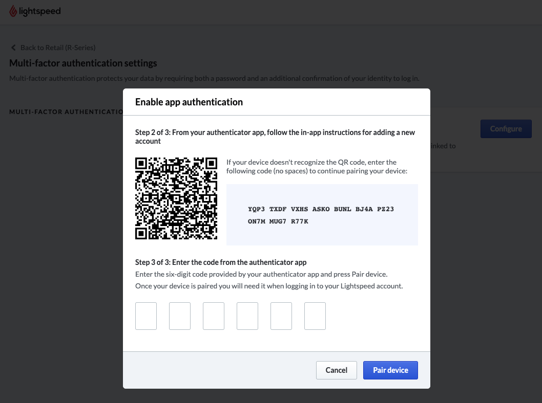 Multi-factor authentication – Lightspeed eCom (C-Series)