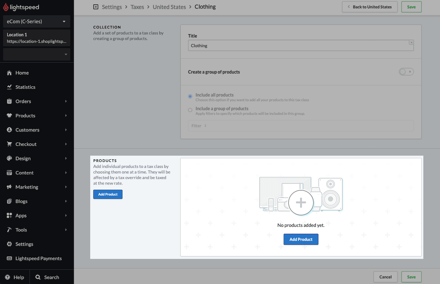Setting up taxes in the United States (USA) – Lightspeed eCom (C-Series)