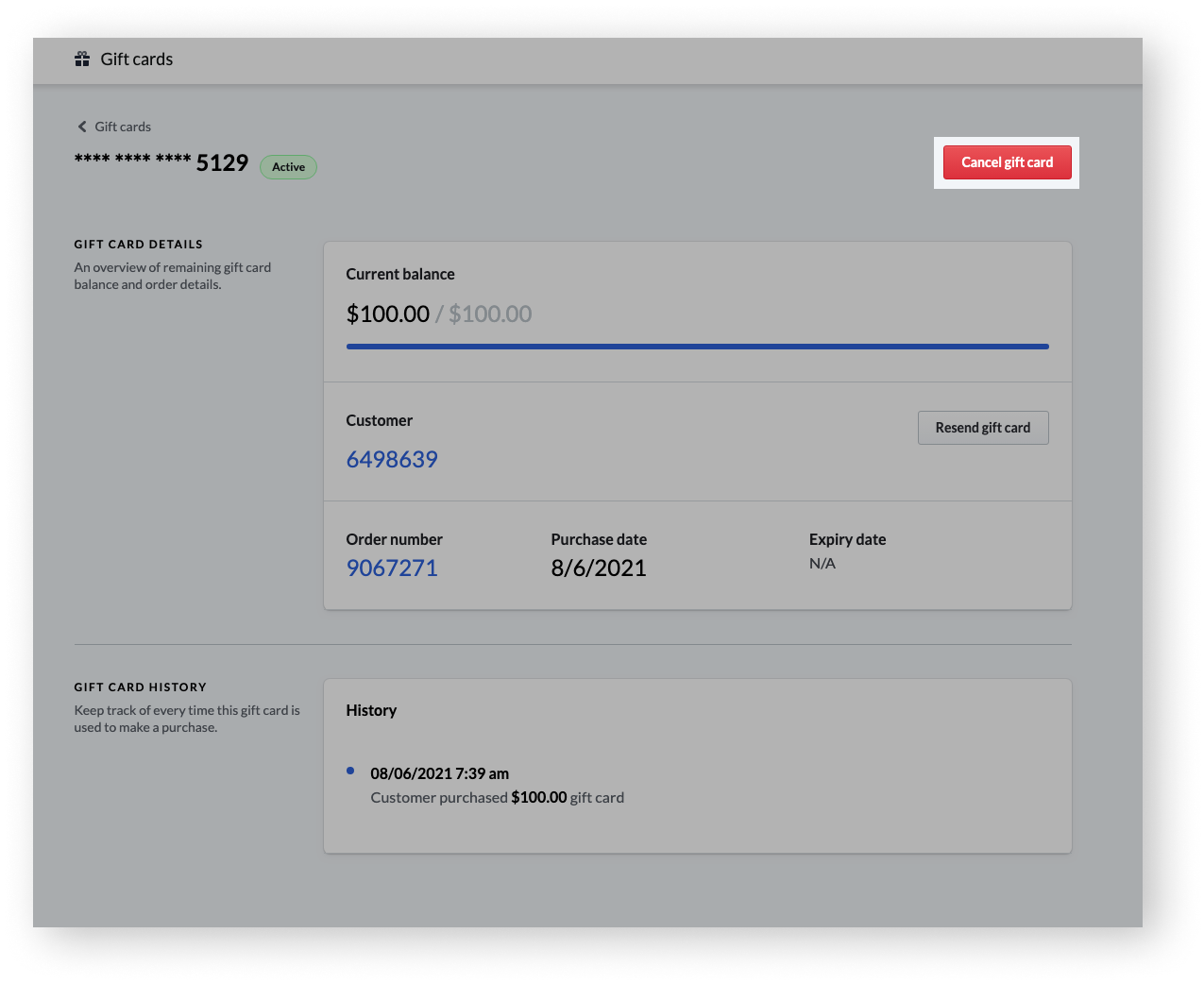 Canceling Gift Cards Lightspeed ECom C Series 